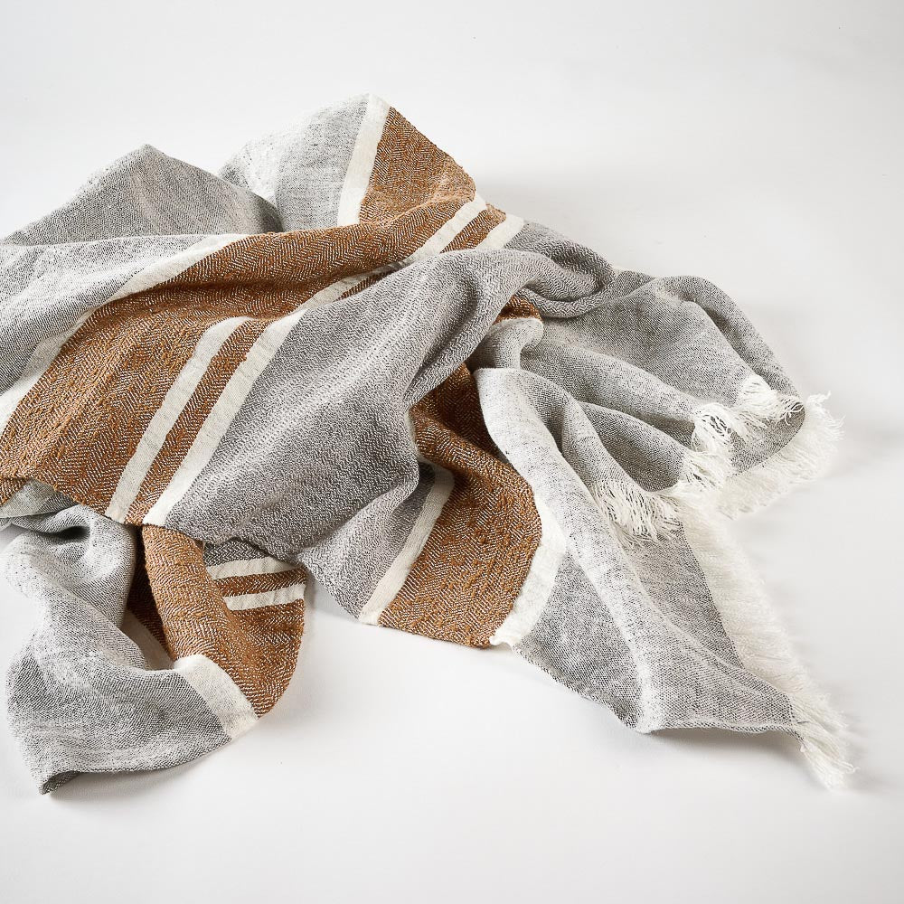 Magnus Linen Throw - Slate/Nutmeg – Eadie Lifestyle