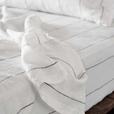 Carter French Linen Fitted Sheet - Off White w' Charcoal Fine Stripe ...
