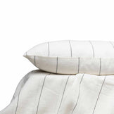 Carter French Linen Fitted Sheet - Off White w' Charcoal Fine Stripe ...