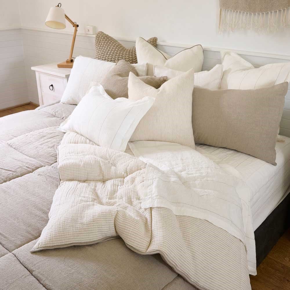 Marina Quilted Linen Reversible Bedcover | Eadie Lifestyle
